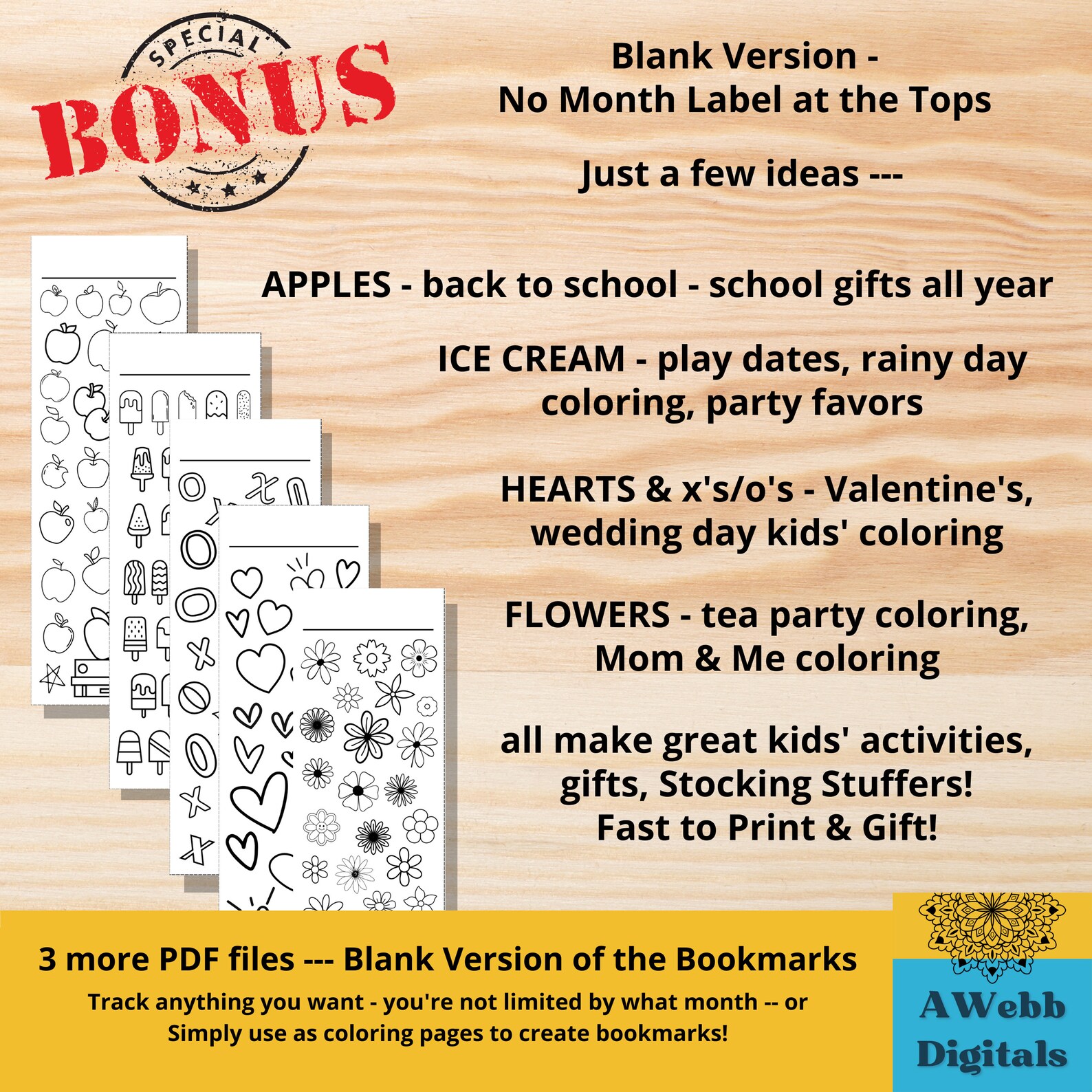 Printable Monthly Coloring Bookmark Tracker - Etsy