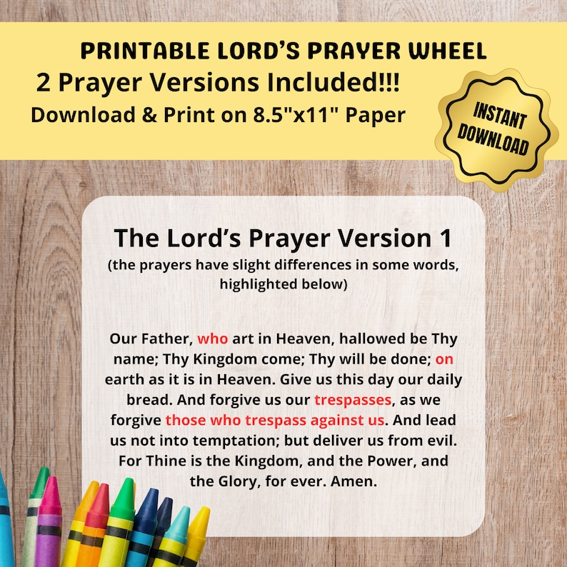 The Lord's Prayer Coloring Spinning Wheel Printable Bible Verse Sunday ...