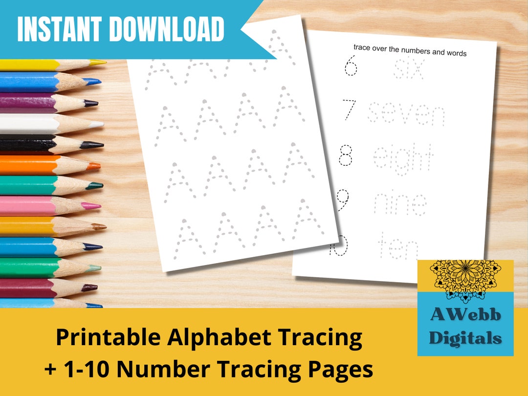 Printable Uppercase Alphabet Tracing Worksheet, Numbers Tracing Sheet ...