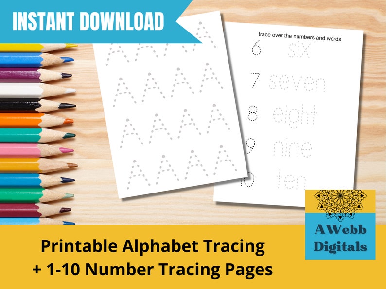 Printable Uppercase Alphabet Tracing Worksheet, Numbers Tracing Sheet ...