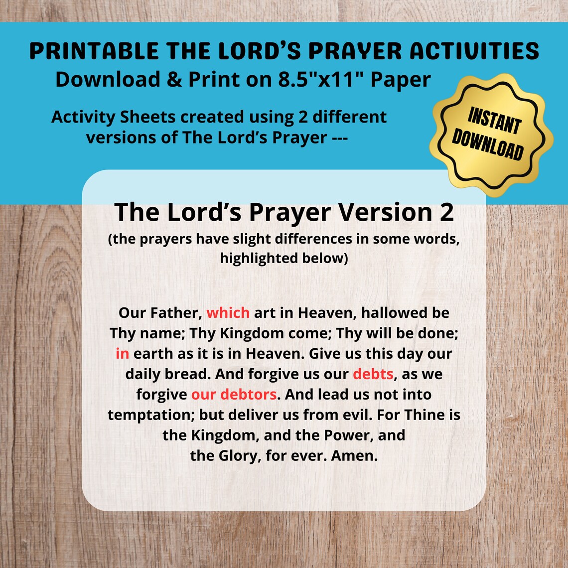 Printable the Lord's Prayer Activity Sunday School Bible Verse Kid ...