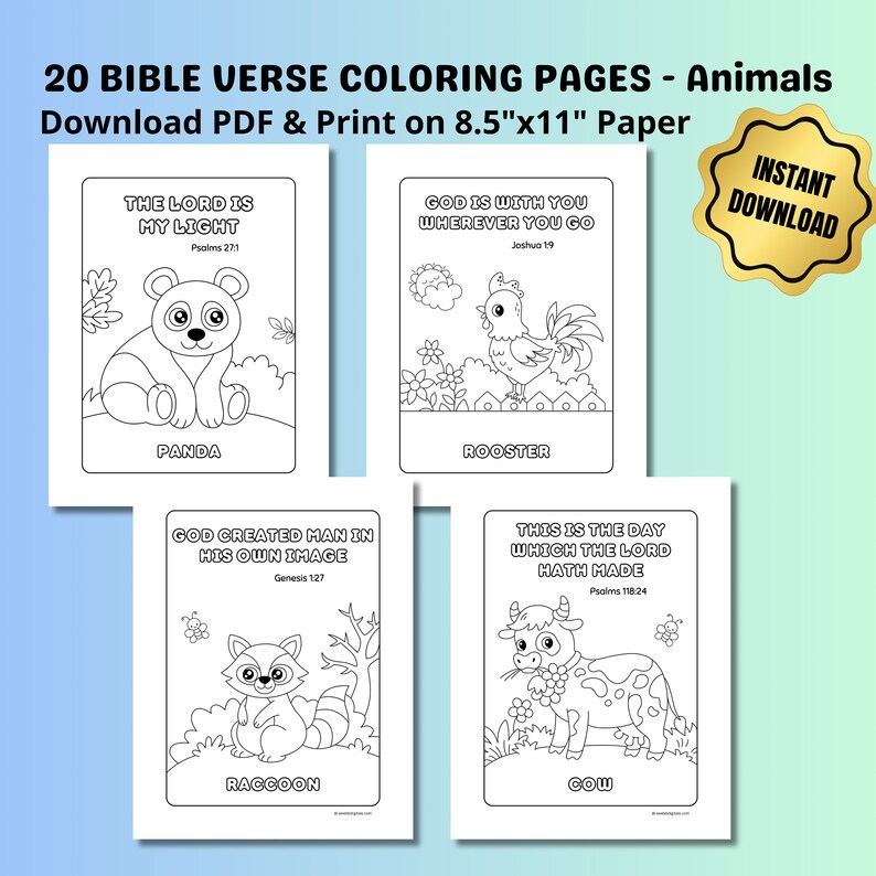 20 Bible Coloring Pages Sunday School Preschool Elementary Church ...