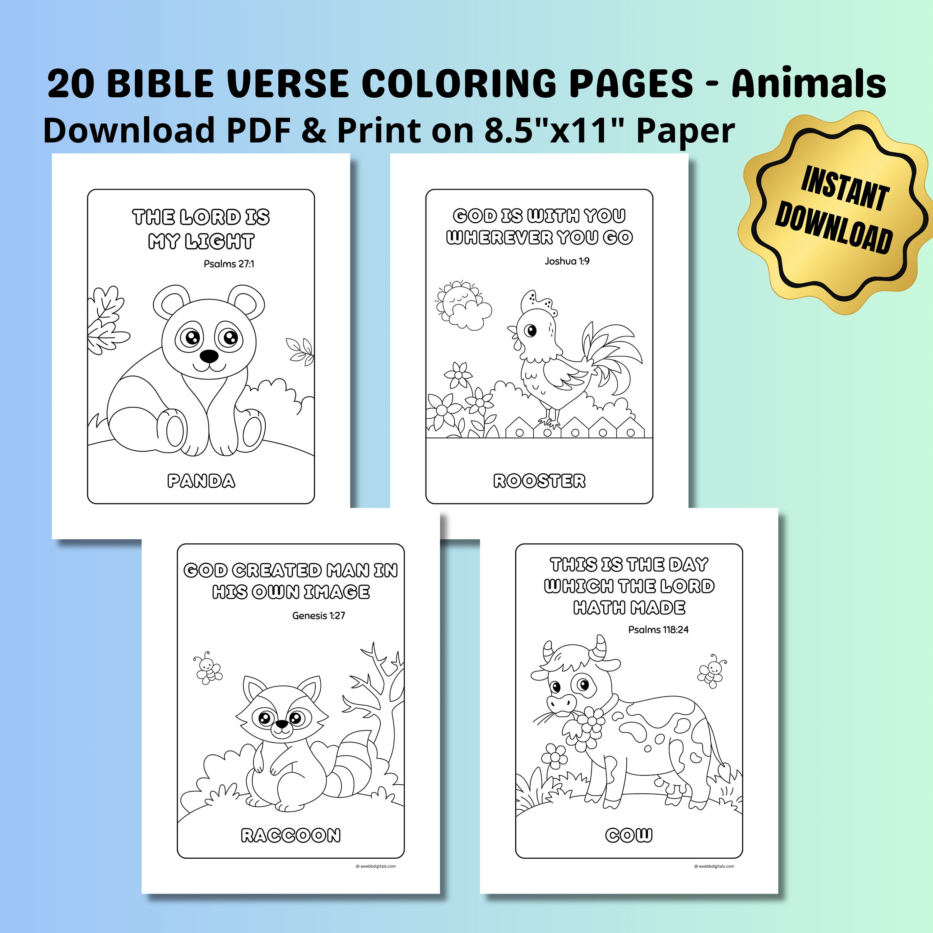 20 Bible Coloring Pages Sunday School Preschool Elementary Church ...