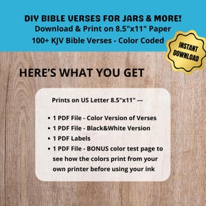 Printable DIY Bible Verses in a Jar 11 Topics 100+ KJV Scriptures Color ...