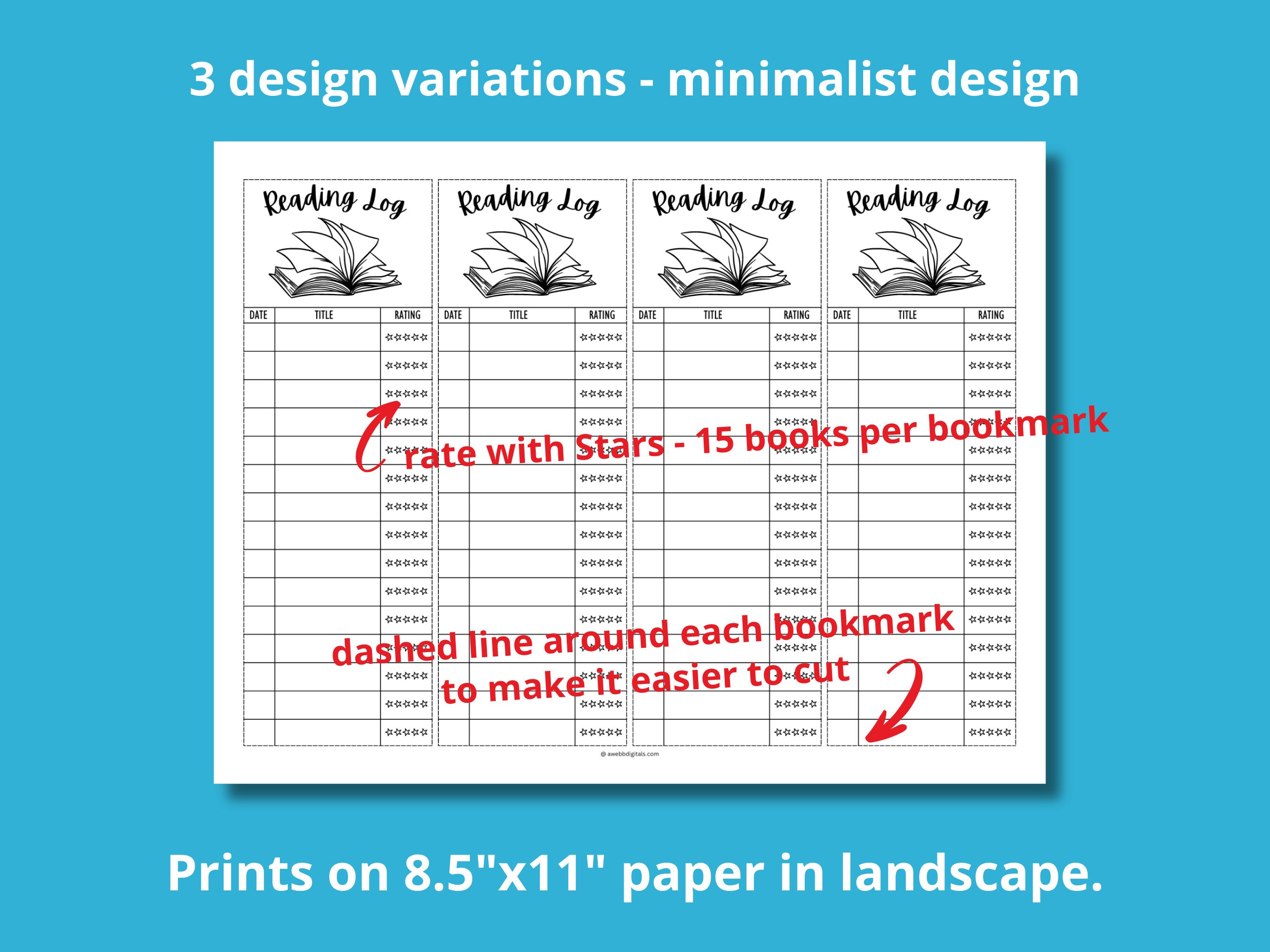 Reading Log Bookmark, Printable Reading Log Tracker, Instant Download ...