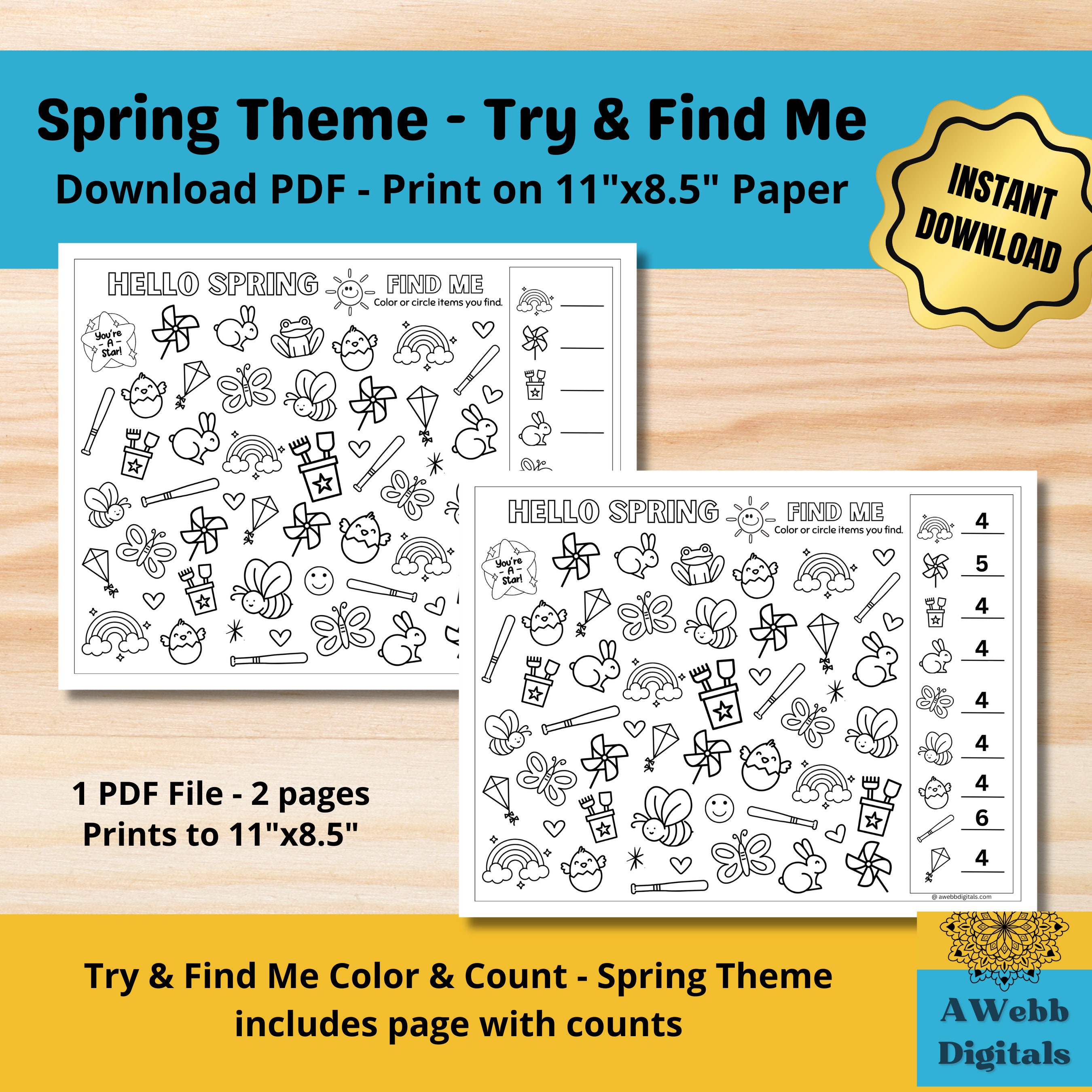 Printable Spring Try and Find Count and Color Sheets I Spy Letter ...