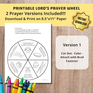 The Lord's Prayer Coloring Spinning Wheel Printable Bible Verse Sunday ...