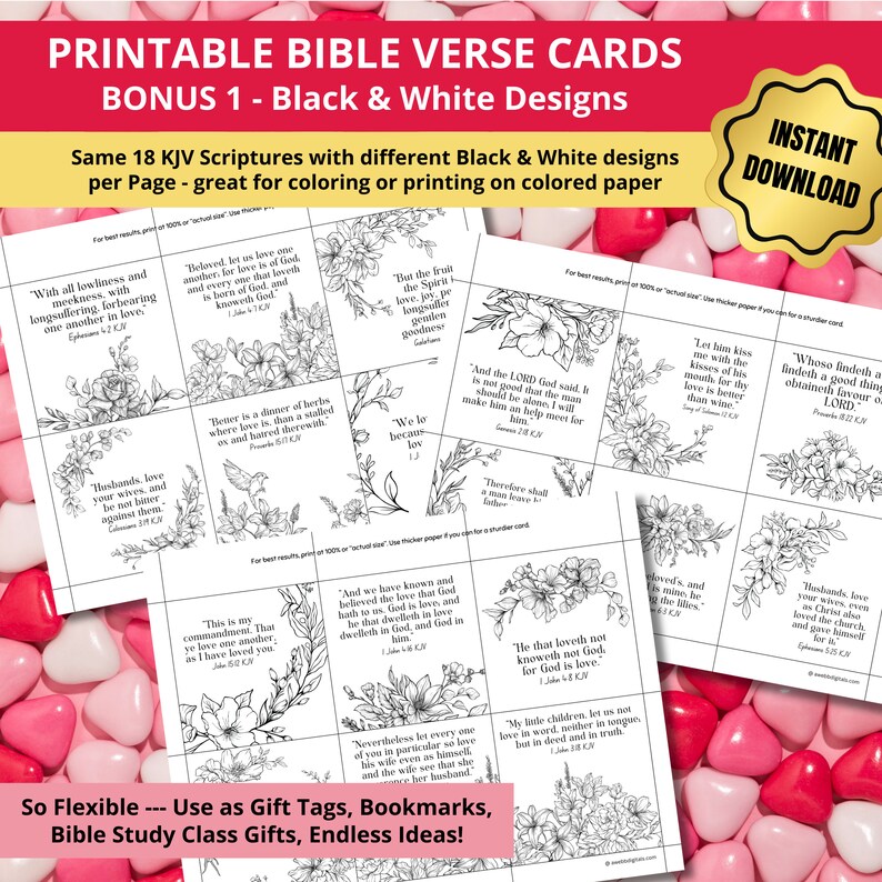 Christian Printable KJV Scripture Bible Verse Cards About Love Romance ...