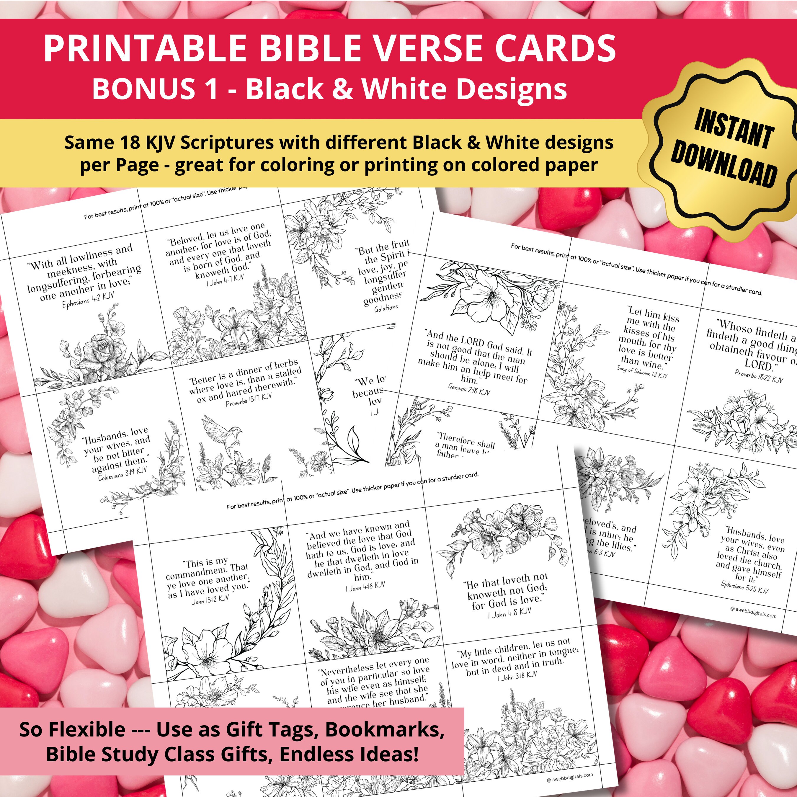 Christian Printable KJV Scripture Bible Verse Cards About Love Romance ...