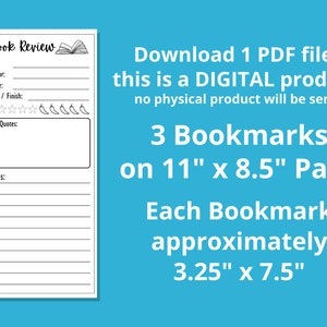 Printable Book Review Bookmarks and Bonus Yearly Reading Tracker ...