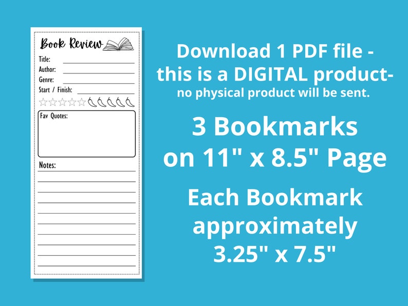 Printable Book Review Bookmarks and Bonus Yearly Reading Tracker ...