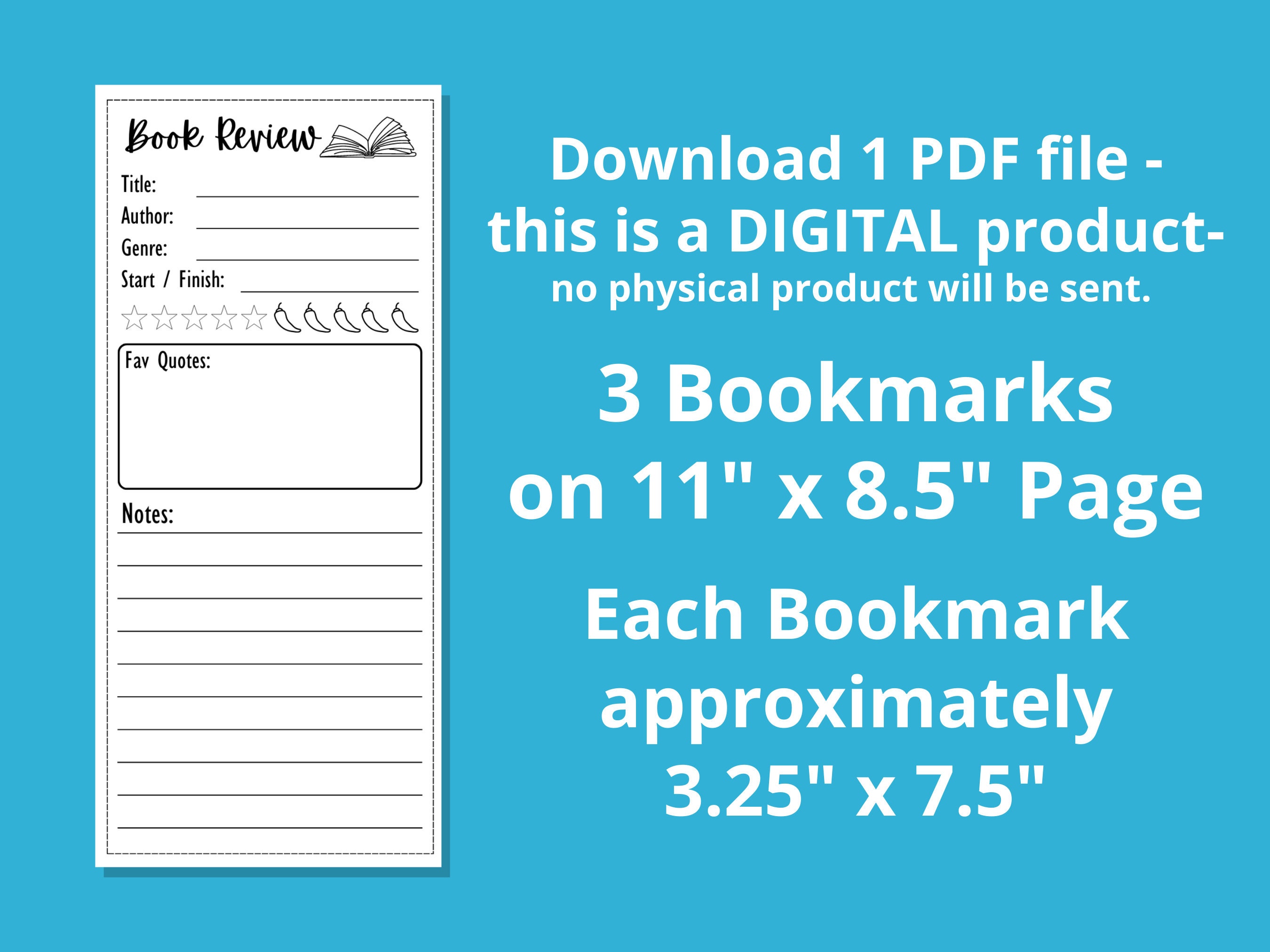 Printable Book Review Bookmarks and Bonus Yearly Reading Tracker ...