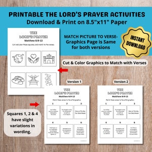 Printable the Lord's Prayer Activity Sunday School Bible Verse Kid ...
