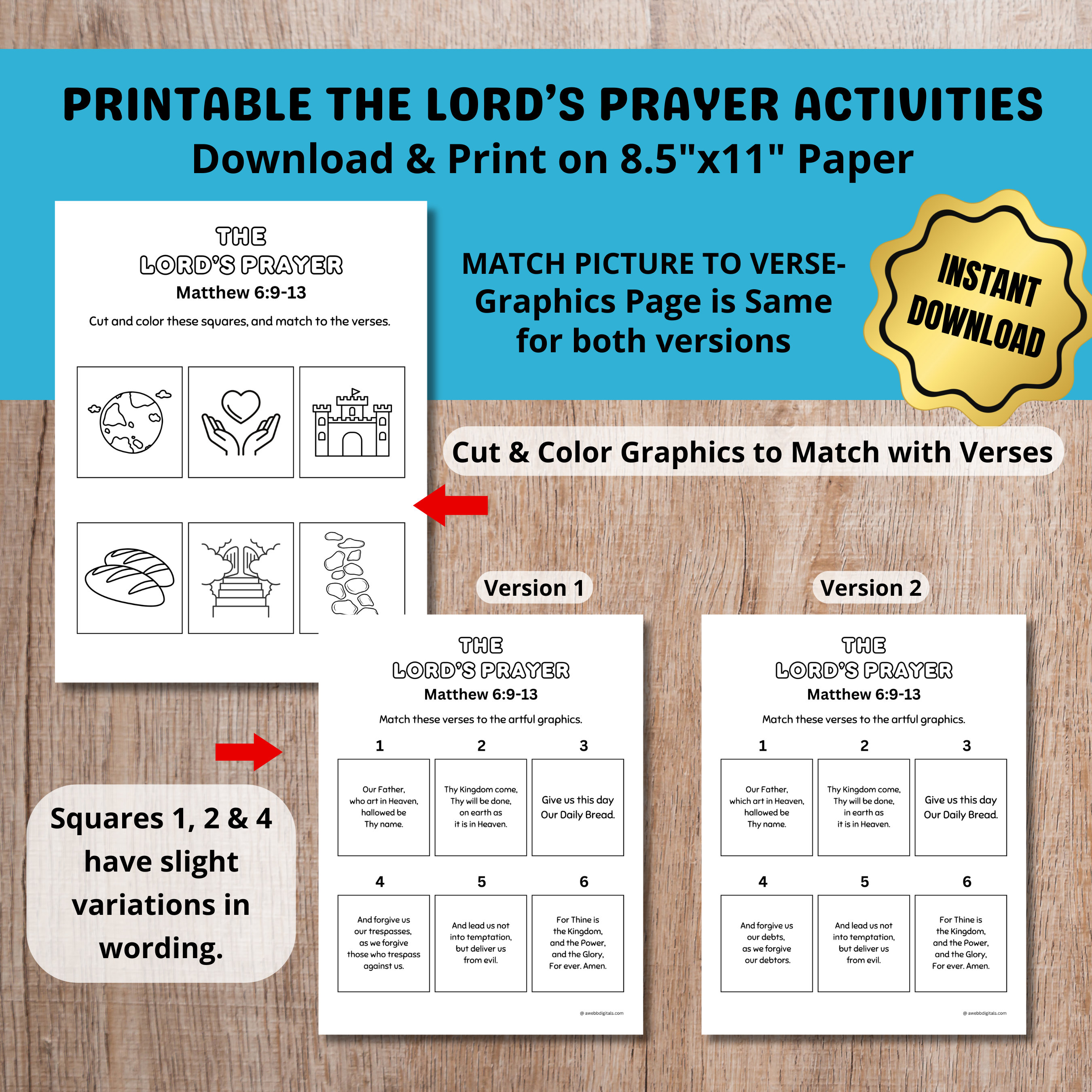 Printable the Lord's Prayer Activity Sunday School Bible Verse Kid ...