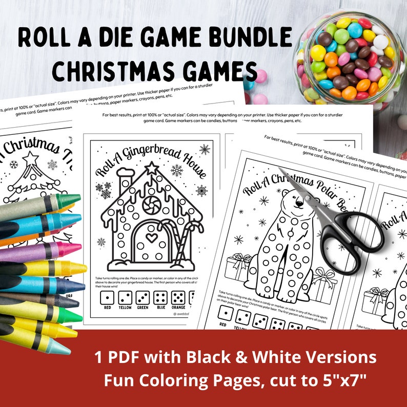 Printable Christmas Dice Game Bundle for Kids Roll a Christmas Tree ...