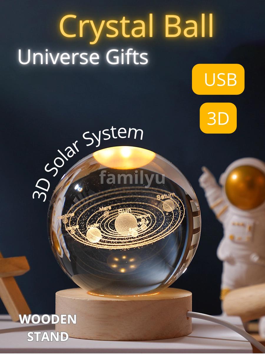 3D Solar System Crystal Ball 60mm Universe Gifts With Laser Engraved ...