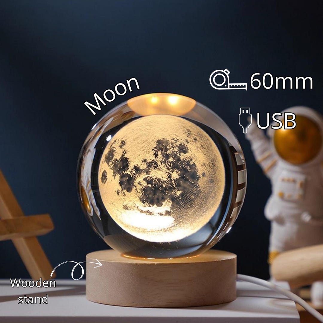 3D Moon Ball 60mm Universe Gifts With Laser Engraved Model Astronomy ...
