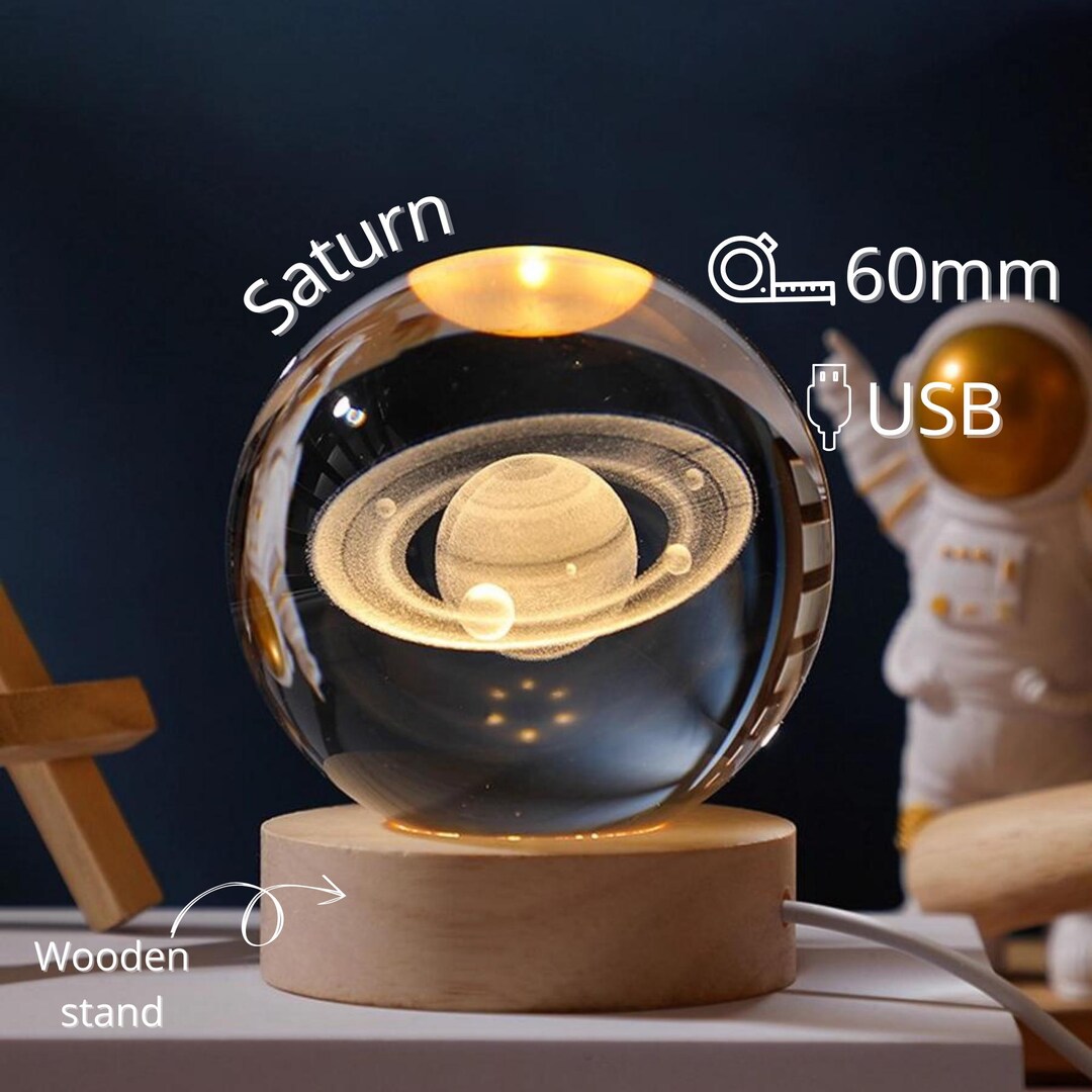 3D Solar Saturn Ball 60mm Universe Gifts With Laser Engraved Model ...