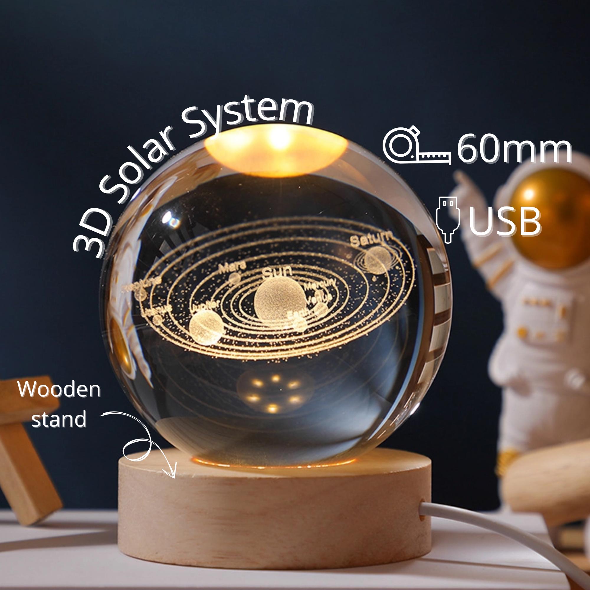 3D Solar System Crystal Ball 60mm Universe Gifts With Laser Engraved ...