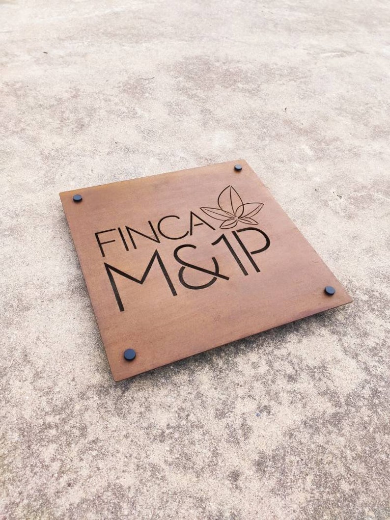 CUSTOM Square Corten Steel Business Sign, Rusty Logo Plate, Metal Sign ...