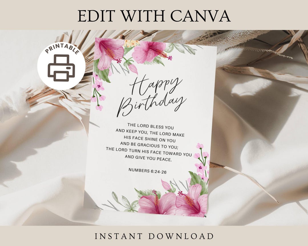 Religious Birthday Card, Bible Verse Floral Birthday Card, Christian ...