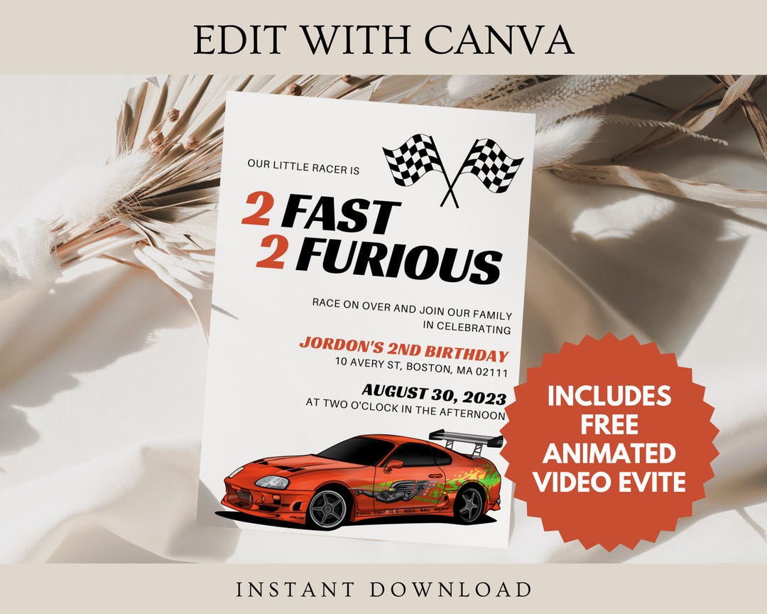 2 Fast 2 Furious Birthday Invitation: Orange Supra (digital Download ...