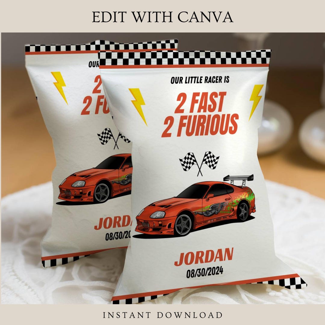 Two Fast Chip Bag Template, Editable Two Fast Chip Bag, Two Fast Chip ...
