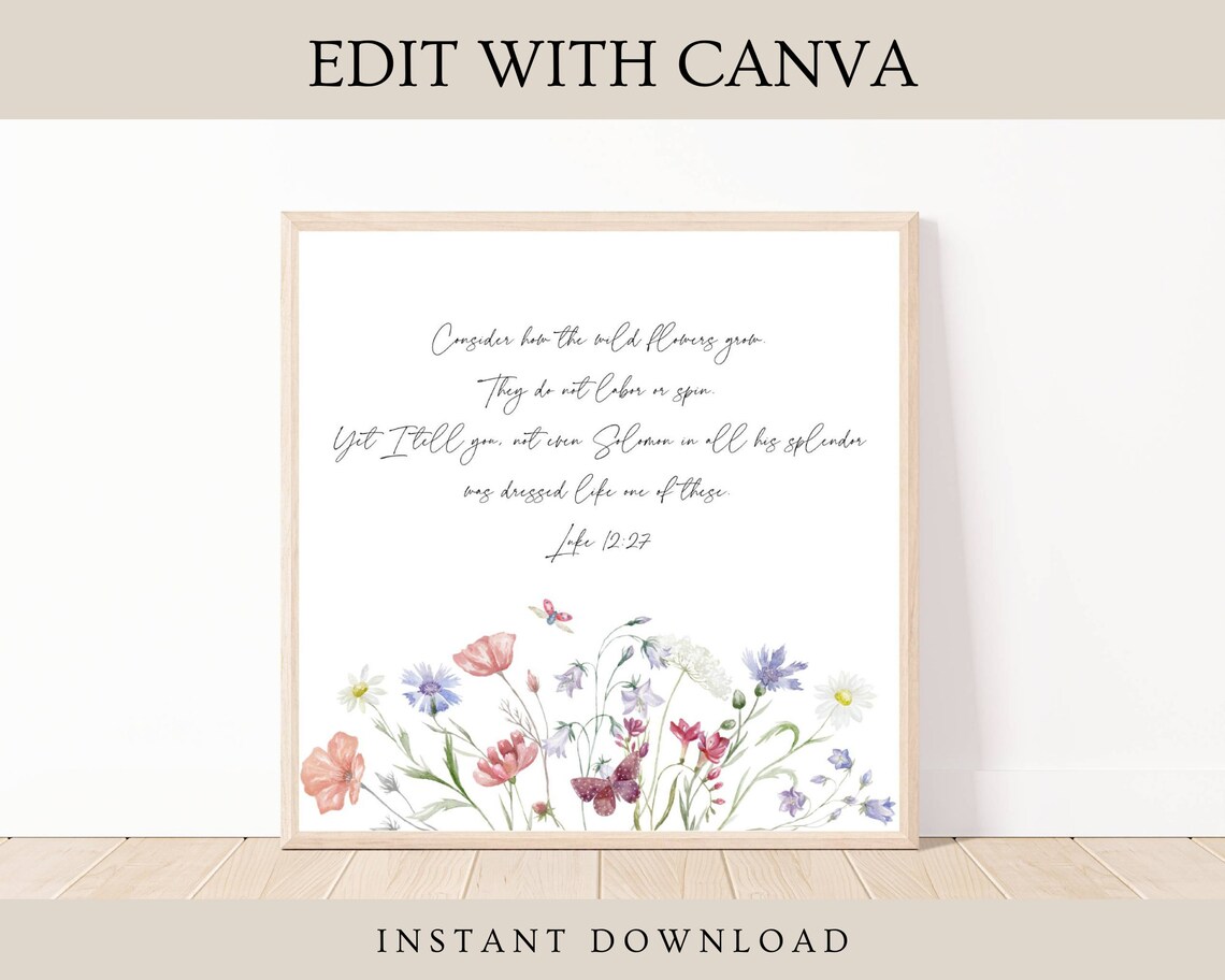 Bible Verse Wildflower Print: Christian Home Decor (digital Download ...
