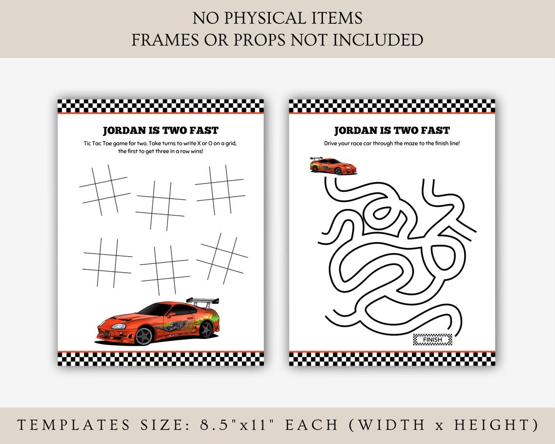 Two Fast Birthday Activity Sheets: Car Racing Games (printable) - Etsy