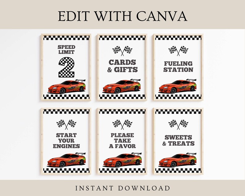 Two Fast Birthday Sign Bundle: Race Car Party Decor (digital Download ...