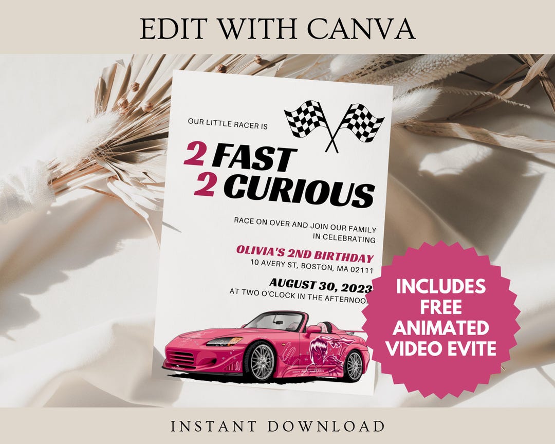2 Fast 2 Curious Invitation, Fast and Furious Invitation, Second ...
