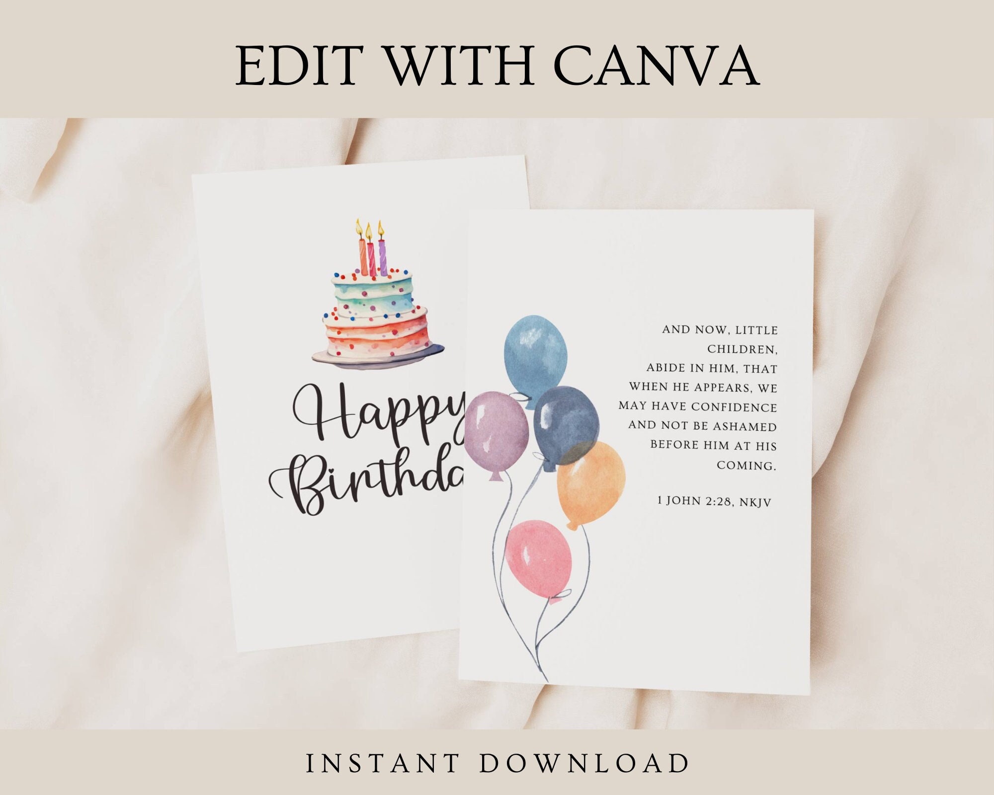 Bible Verse Birthday Card, Religious Birthday Cards, Editable Christian ...