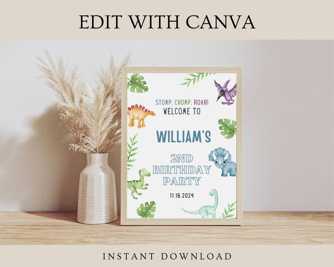 Two Rex Birthday, Two Rex Welcome Sign, Two Rex Party Sign,editable Two ...