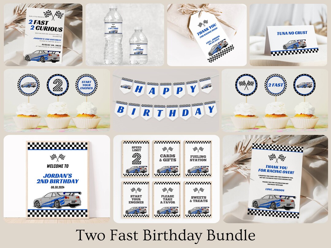 2 Fast Birthday Bundle, 2 Fast 2 Furious Birthday Package, Editable 2 ...