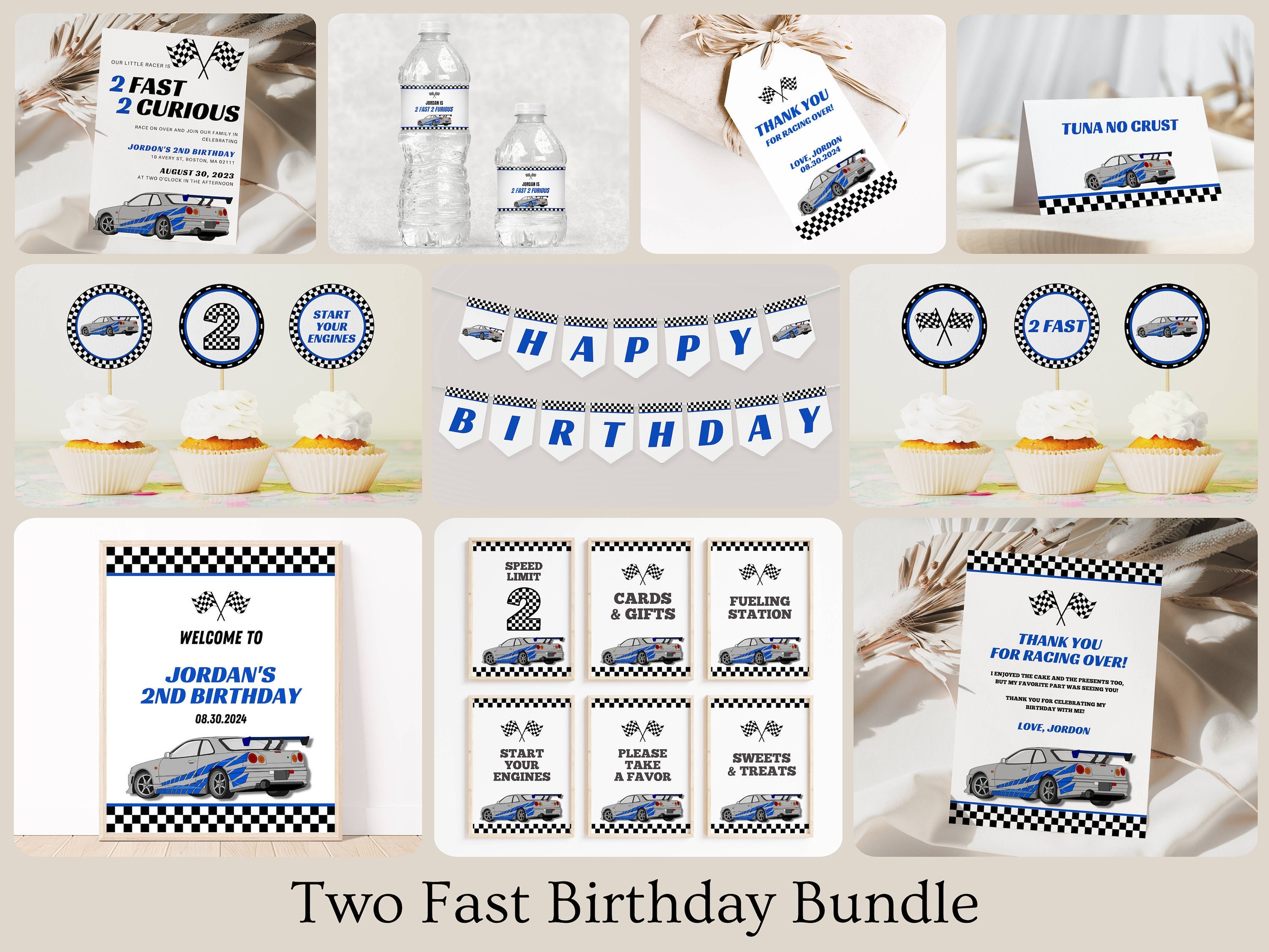 2 Fast Birthday Bundle, 2 Fast 2 Furious Birthday Package, Editable 2 ...