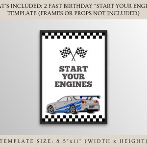 2 Fast 2 Furious Start Your Engines Sign, 2 Fast Birthday Templates ...
