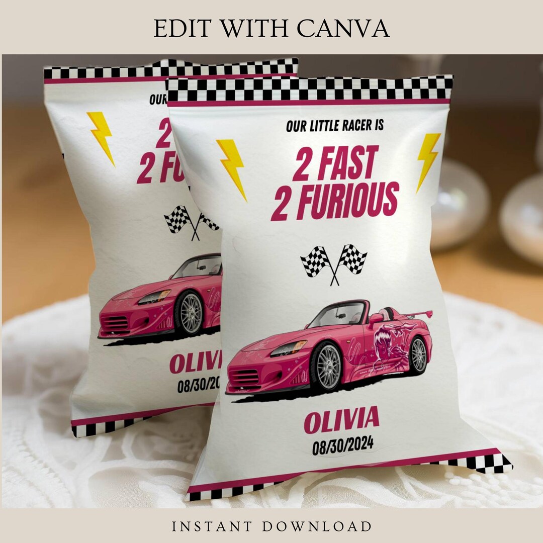 2 Fast Birthday Chip Bag Template, Two Fast Birthday Chip Bag, Two Fast ...
