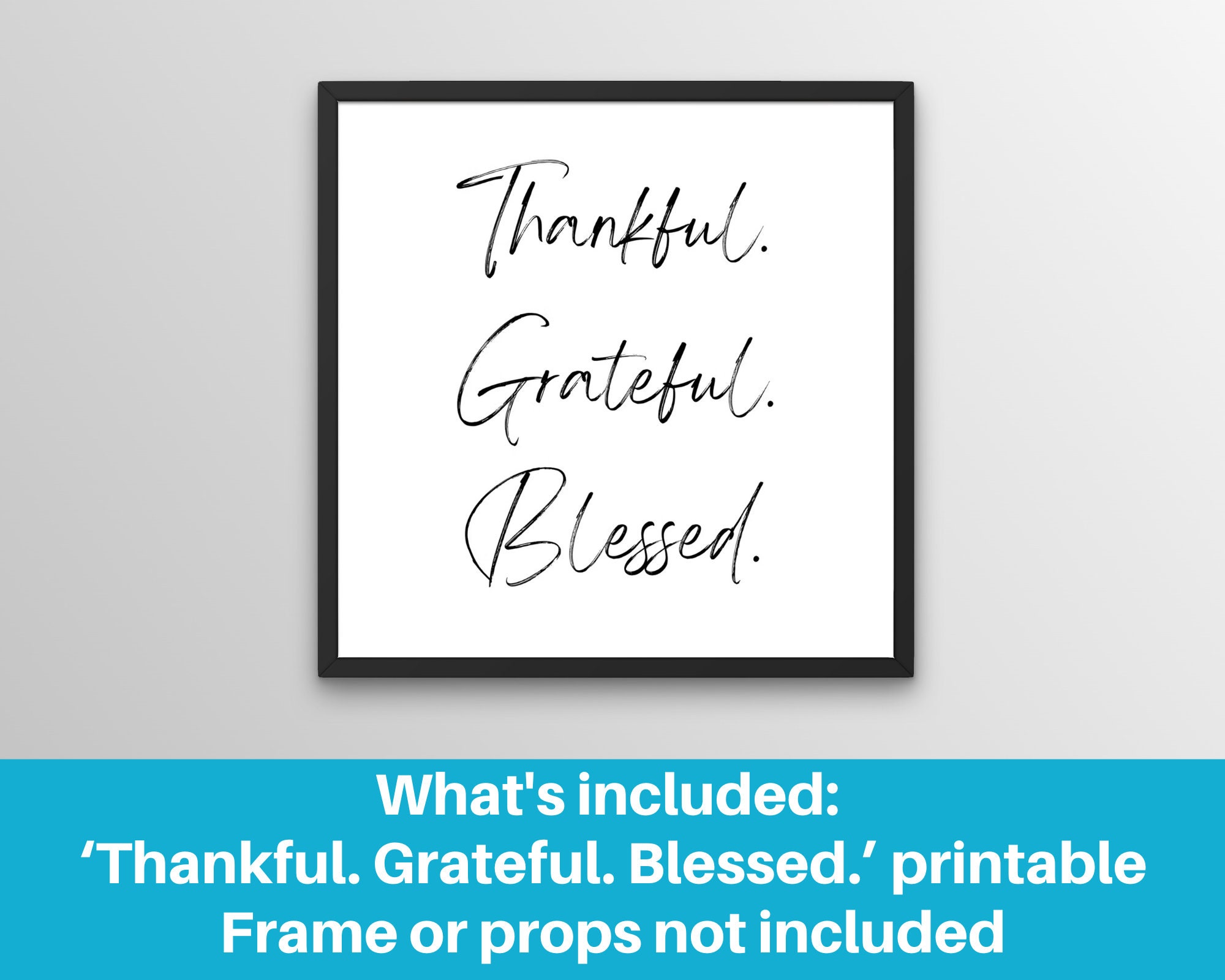 Thankful Grateful Blessed Sign, Inspirational Wall Quote, Living Room ...