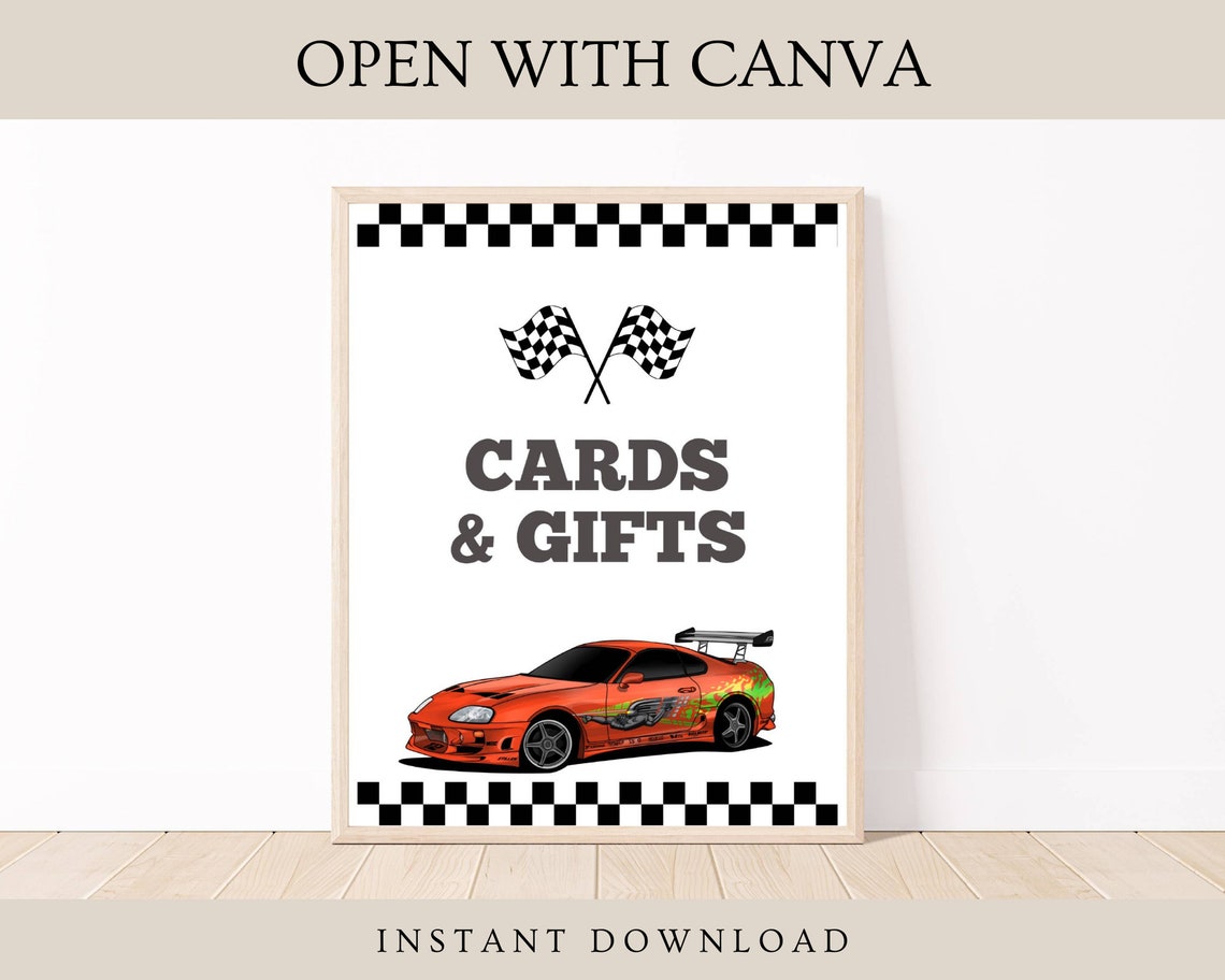 2 Fast 2 Furious Birthday Sign: Cards & Gifts, Orange Supra (digital ...