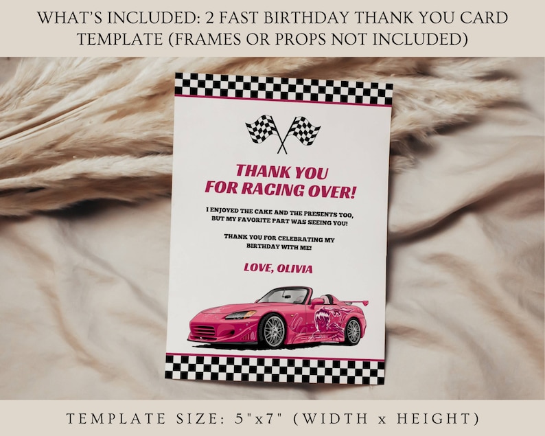 Fast and Furious Birthday Thank You Card: Racing Theme (digital ...