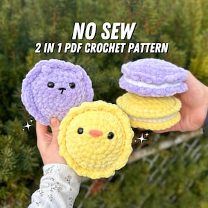 2in1 No Sew Duck and Kitty Macaron Pattern, Crochet Kitty Macaron ...