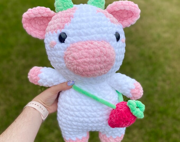 Jumbo Cow Crochet, Jumbo Crochet Plush, Cow Plush, Pink Crochet Cow ...