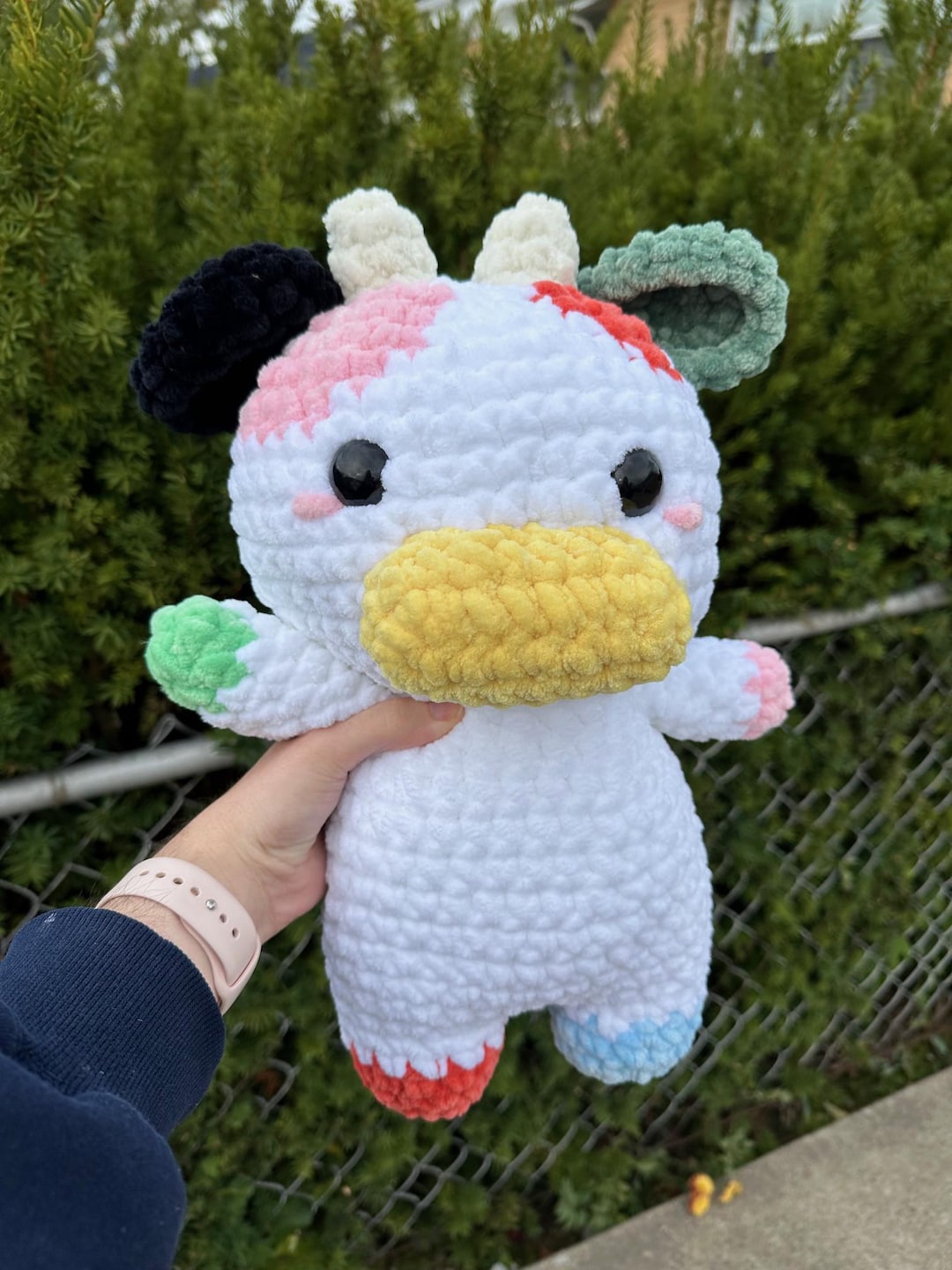 Jumbo Rainbow Cow Crochet Plush 15in Tall - Etsy