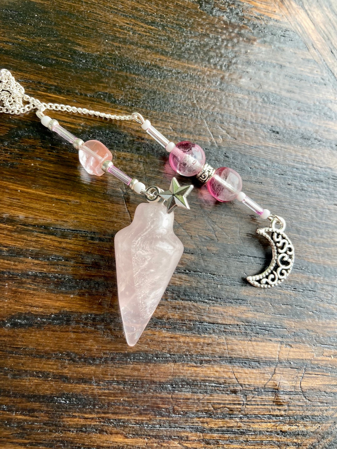 Rose Quartz Pendulum, Divination Pendulum, Dowsing, Witchcraft, Chakra ...