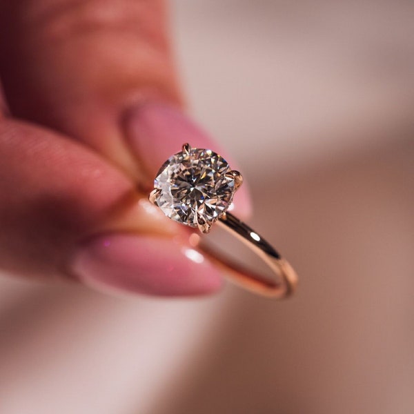 Solitaire Lab Created Diamond Ring - Etsy