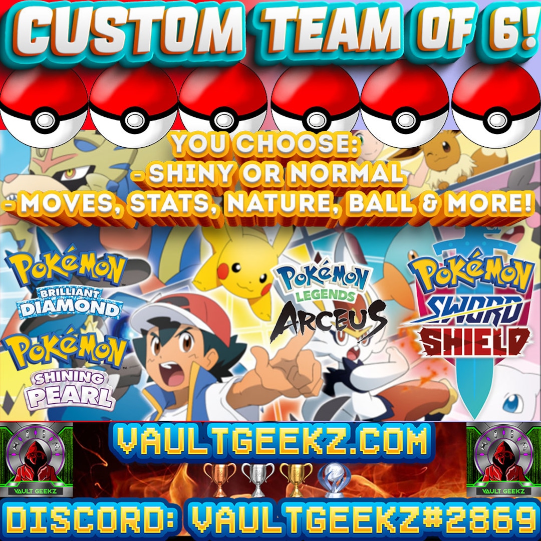 Pokemon Swsh/pla/bdsp/ SHINY CUSTOM 6IV Battle Ready Team / Choose ANY ...