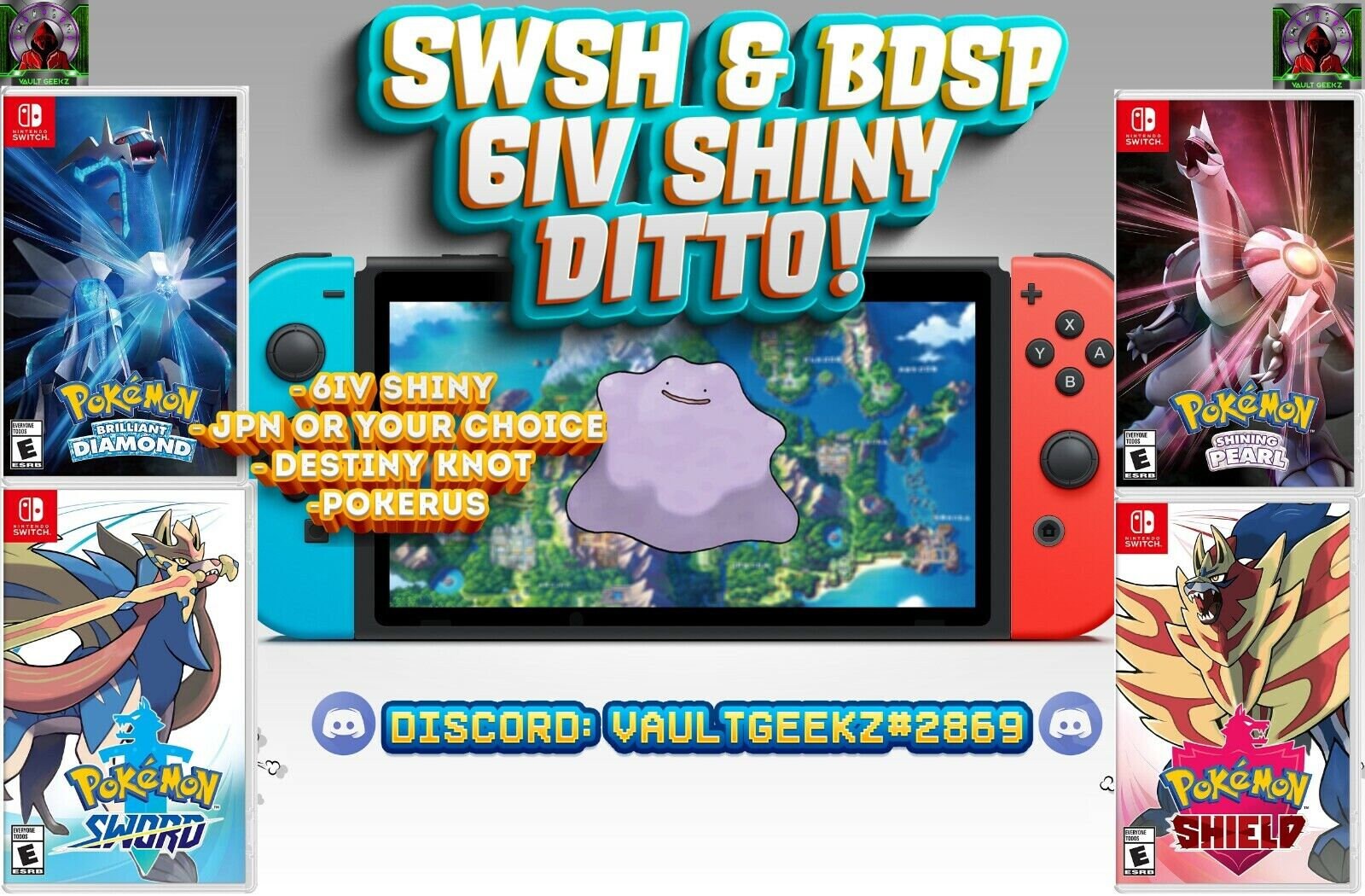 Shiny Japanese Ditto With Destiny Knot 6IV for Pokemon BDSP & SWSH - Etsy