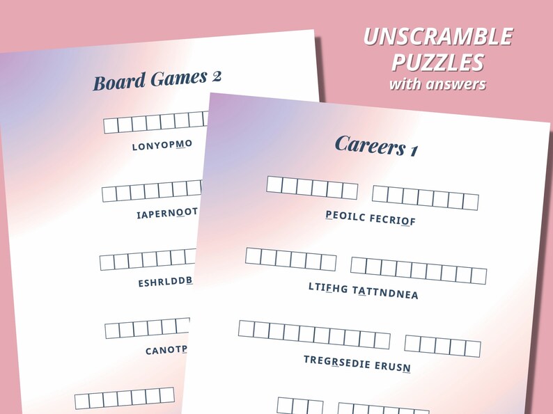 Word Scramble Puzzles for Senior Adults / Senior Citizen Activities ...