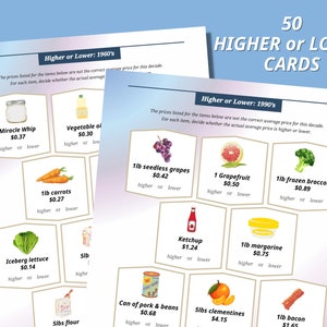 Higher or Lower Game for Seniors: Price Guessing Activity (digital ...