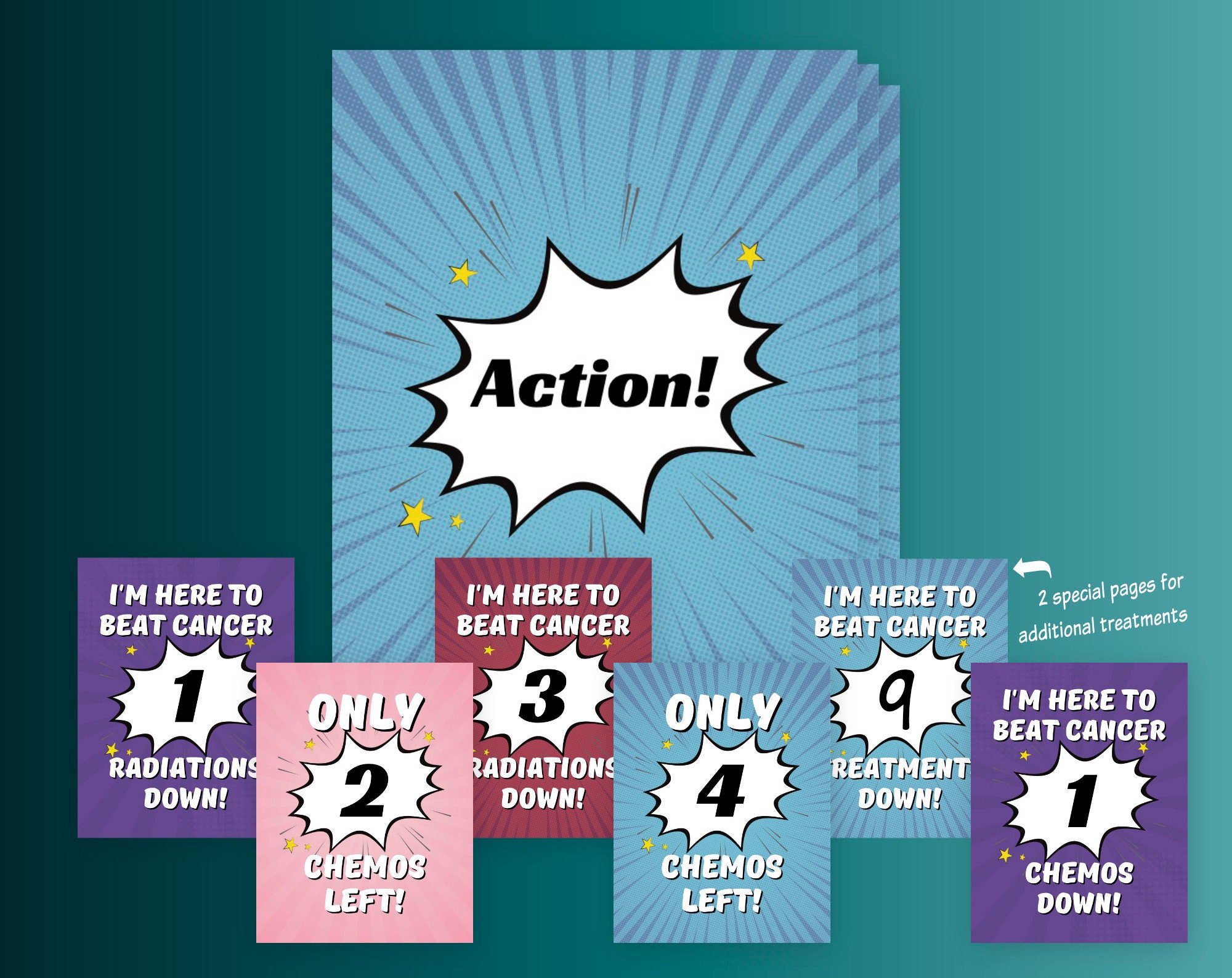 Chemo and Radiation Countdown Cards / Cancer Treatment Card Bundle ...